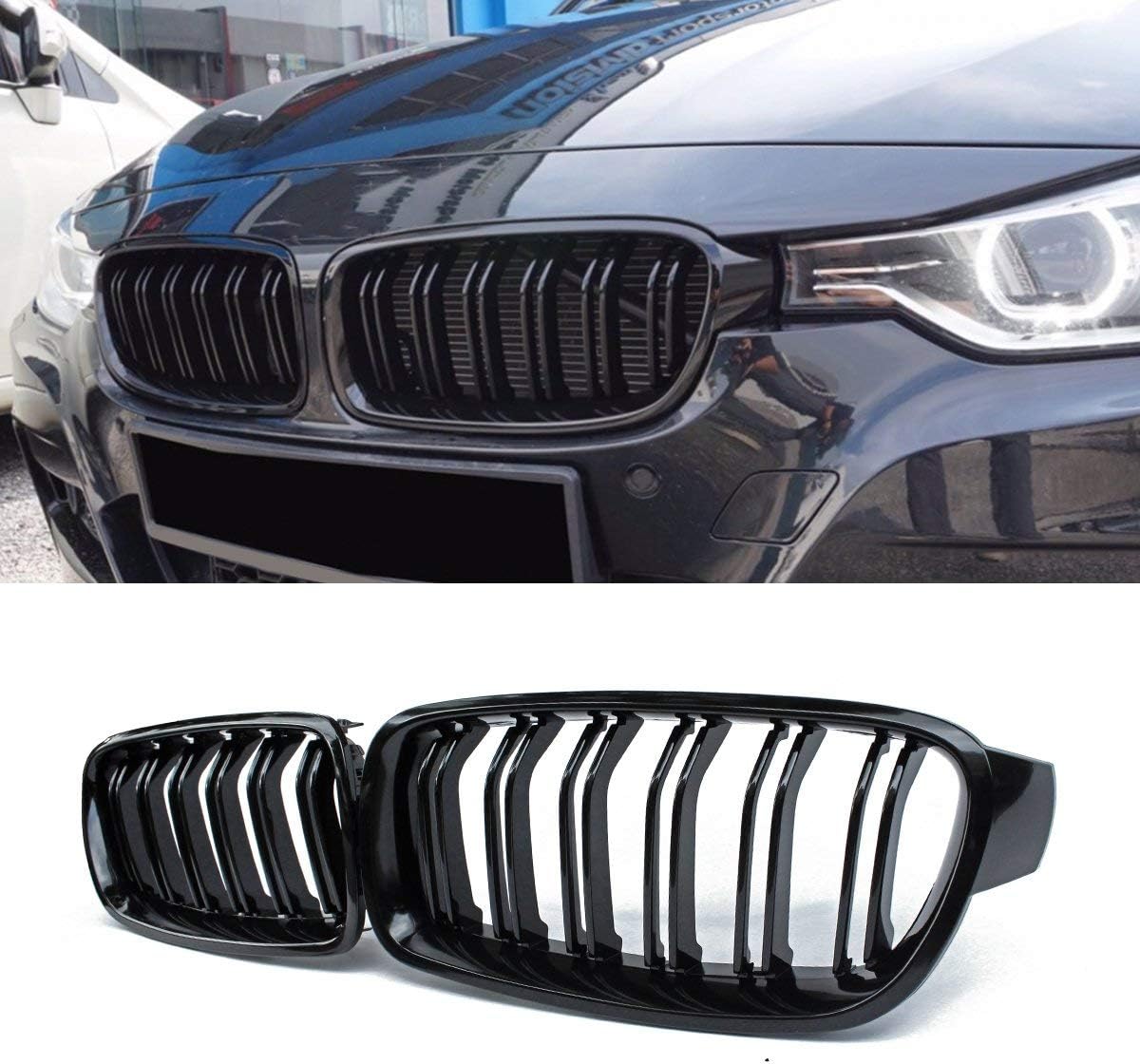 Amazon.com: Dasbecan Front Grille Kidney Titanium Black Grill ...