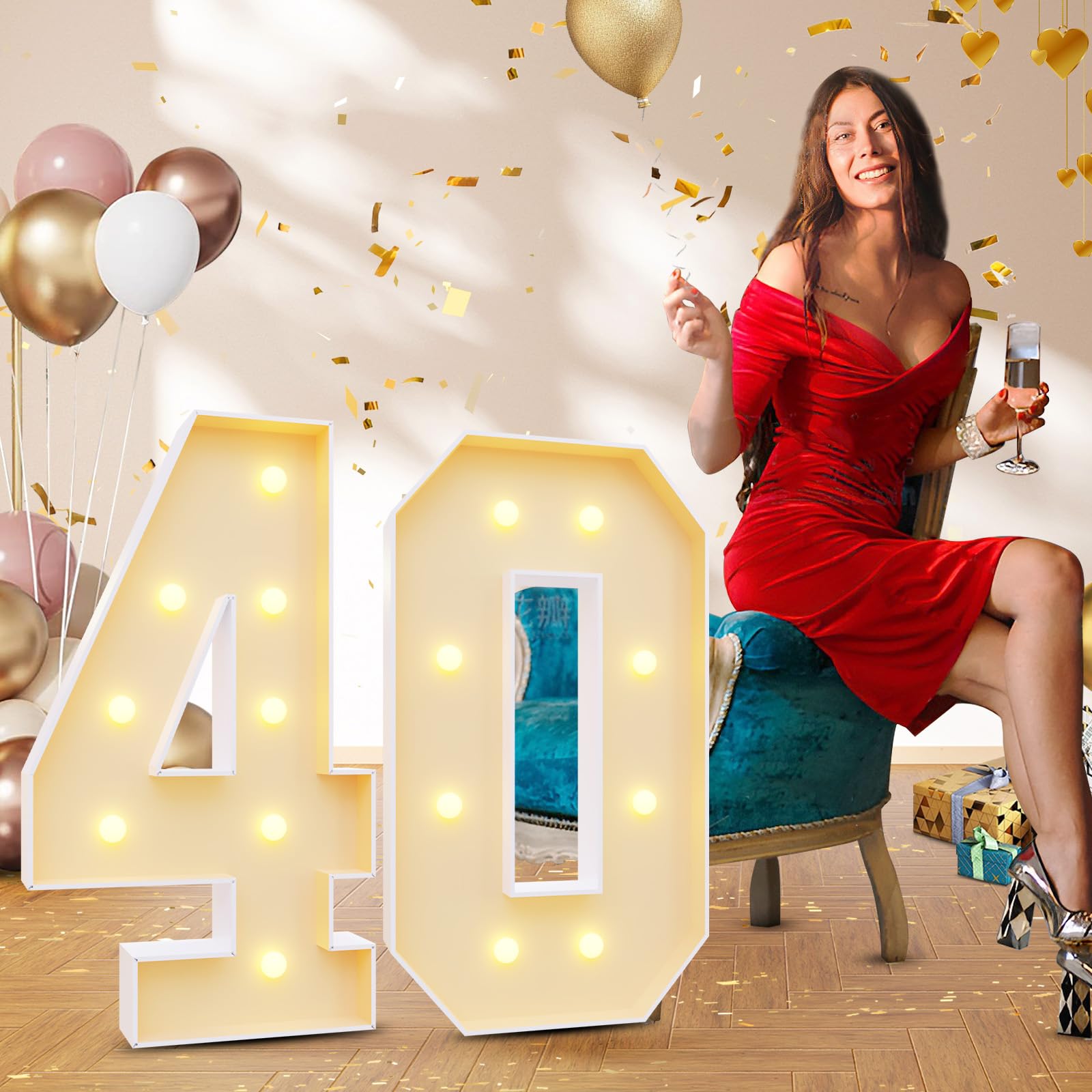 Snapklik.com : Imprsv 3FT 40th Birthday Decorations Numbers: 40th ...