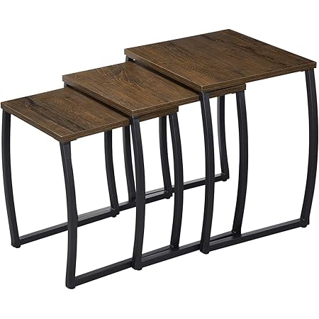 Amazon.com: mDesign Modern Nesting Tables, Industrial Stackable ...