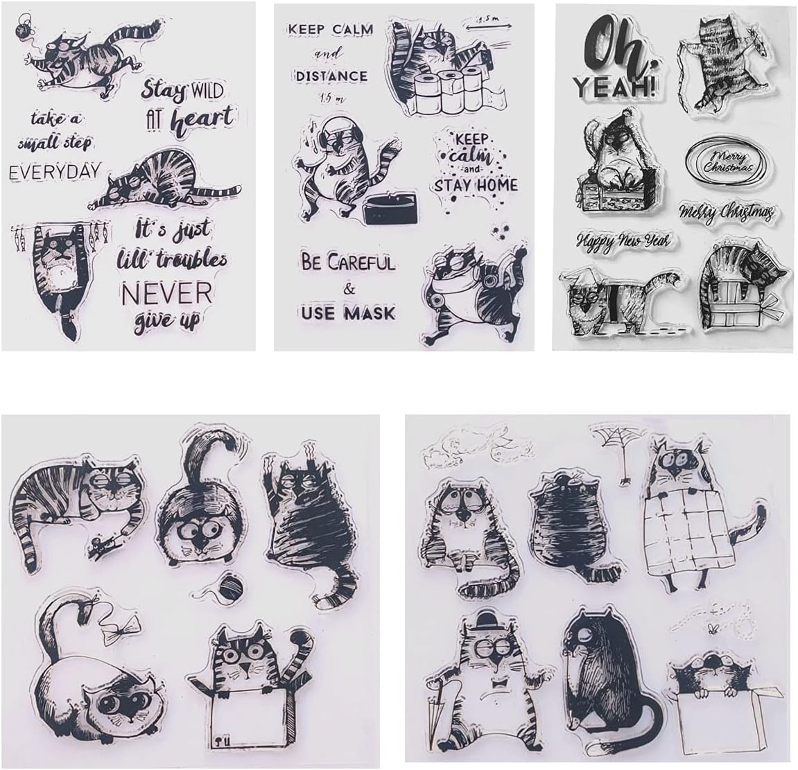 Amazon.com: Cartoon Cats Clear Stamps for Card Making Decoration DIY ...