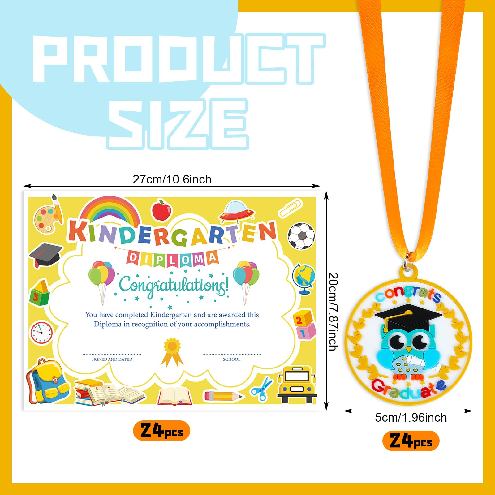Snapklik.com : Jutom 48 Pcs Kindergarten Graduation Medal And Diploma ...