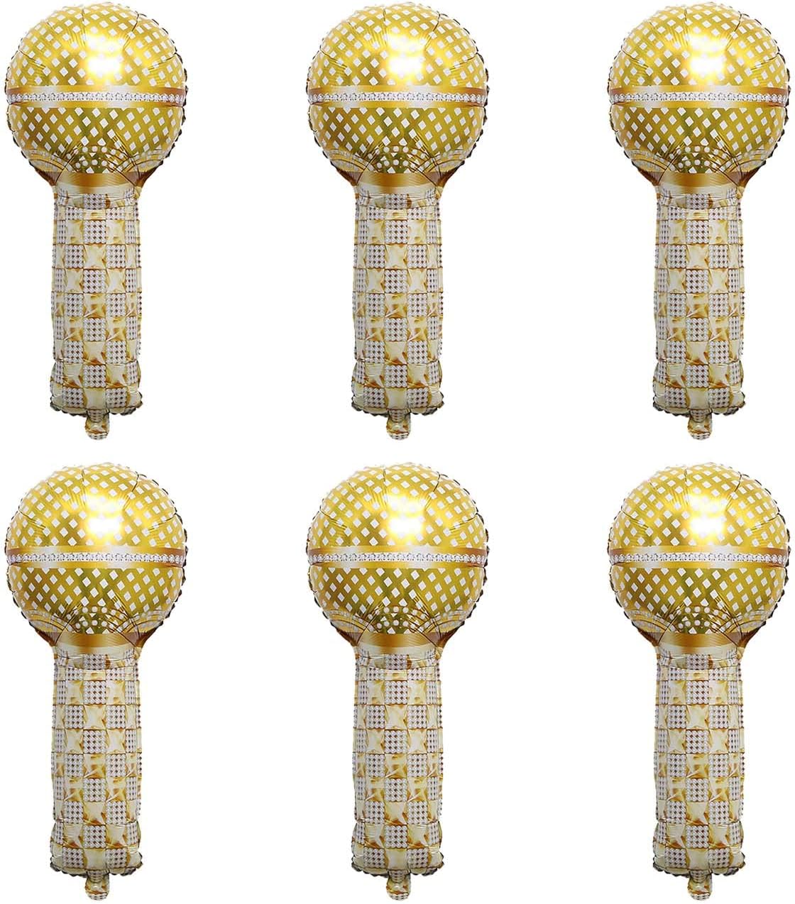 Amazon.com: 6Pcs Gold Microphone Balloons Foil Helium 32 Inch ...