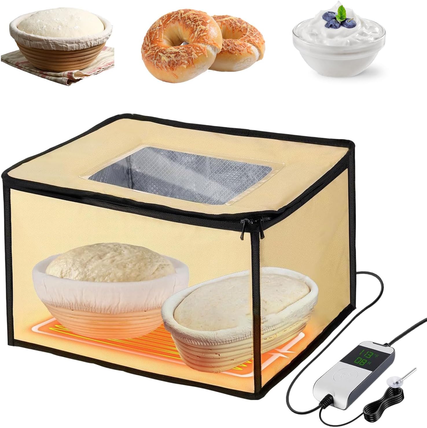 BTSAE Bread Proofer with Heater, Dough Proofer with Temperature Probe ...