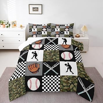 Amazon.com: Feelyou Baseball Bedding Set Sports Game Camo Comforter for ...
