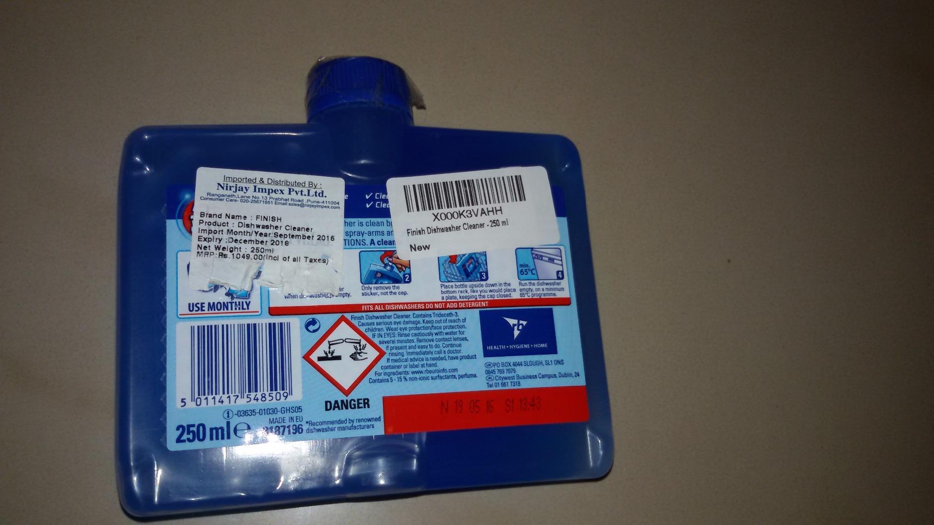 Finish Dishwasher Liquid Cleaner - 250 ml : Amazon.in: Health ...