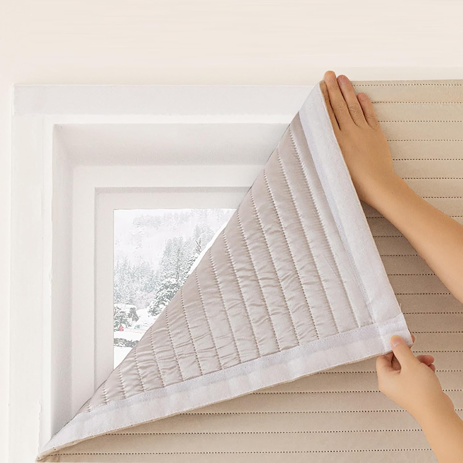 Winter Window Insulation Kit with Cream Thermal Cover Film Magic Tape ...