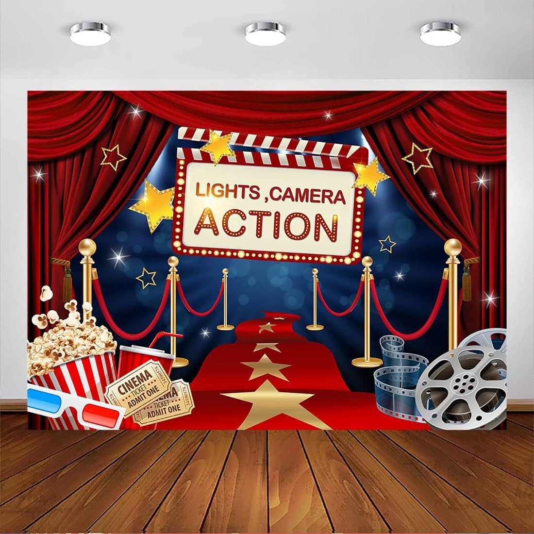 Avezano Hollywood Movie Night Backdrop for Birthday Party Red Curtain ...