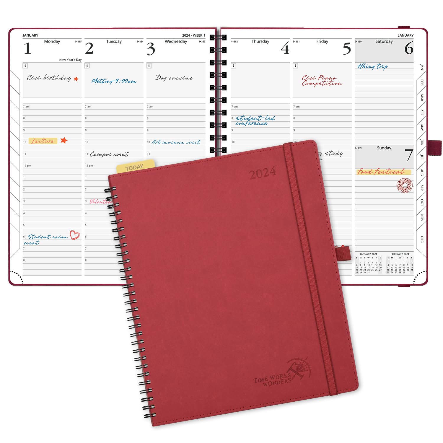 Snapklik.com : POPRUN 2024 Weekly Planner Spiral Bound - Hourly ...