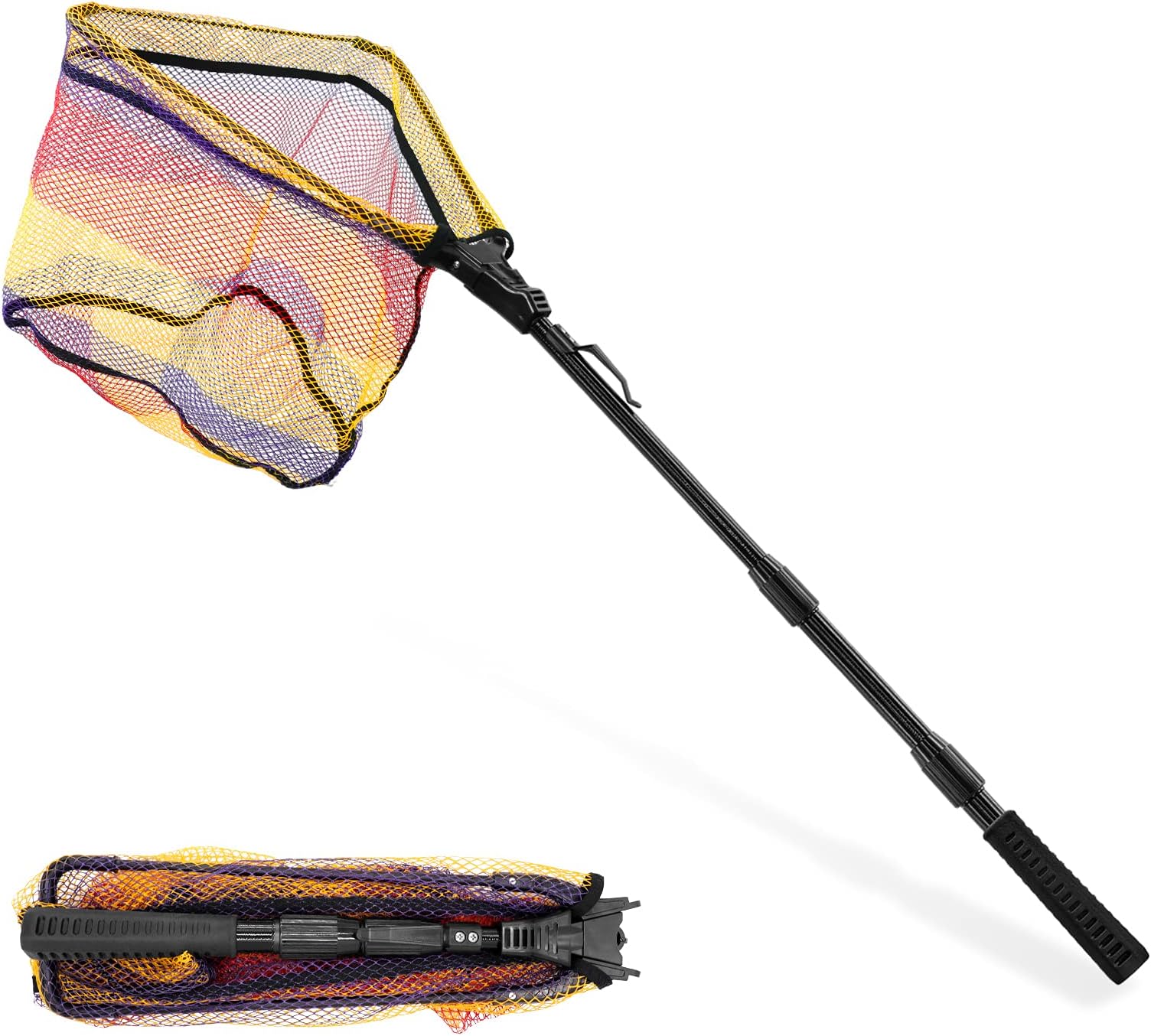 KOMCLUB Telescoping Fishing Net, Foldable Pole Handle Fish Landing Net ...