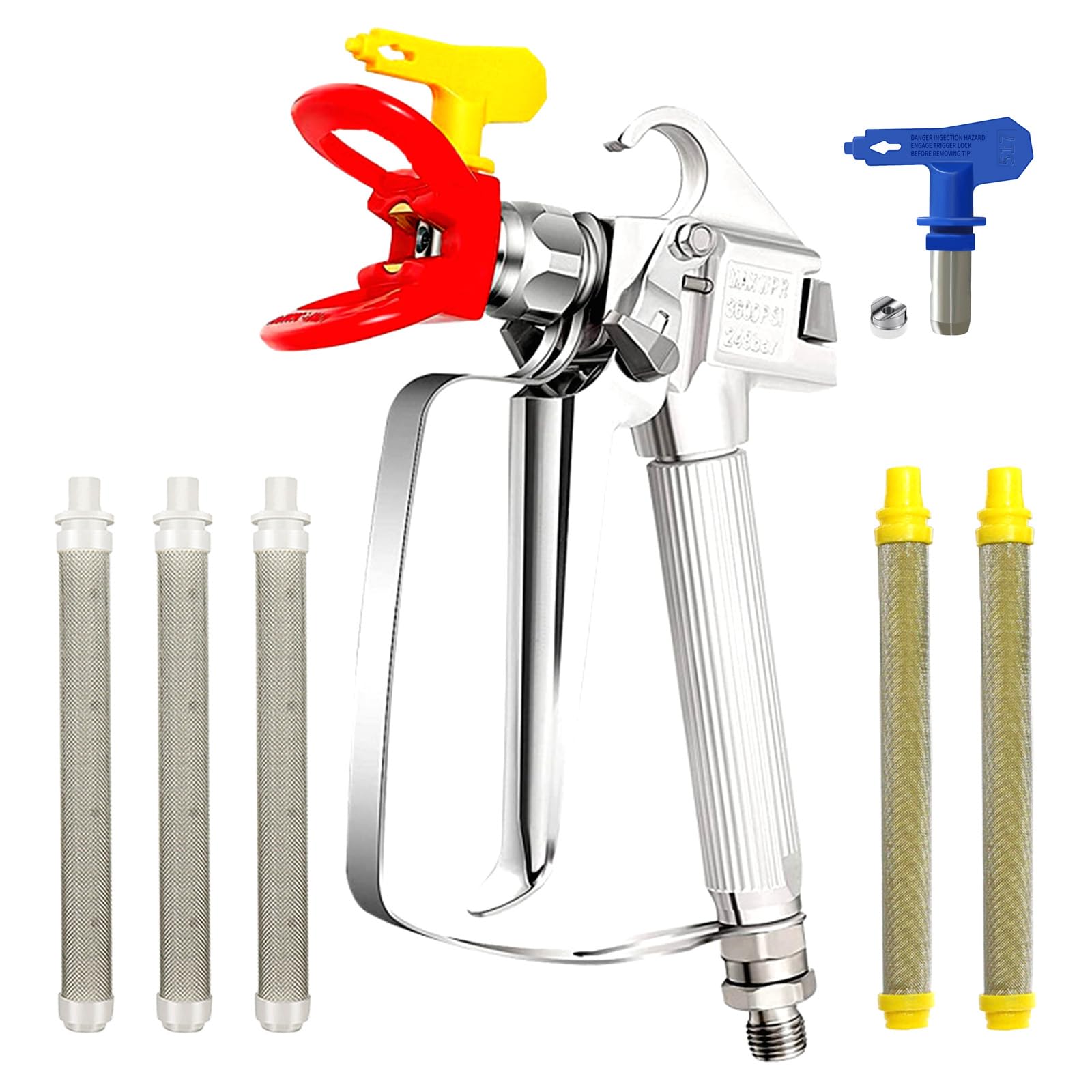 Amazon.com : Airless Paint Spray Gun Kit 9 Pieces with 2PCS 517 Tips ...