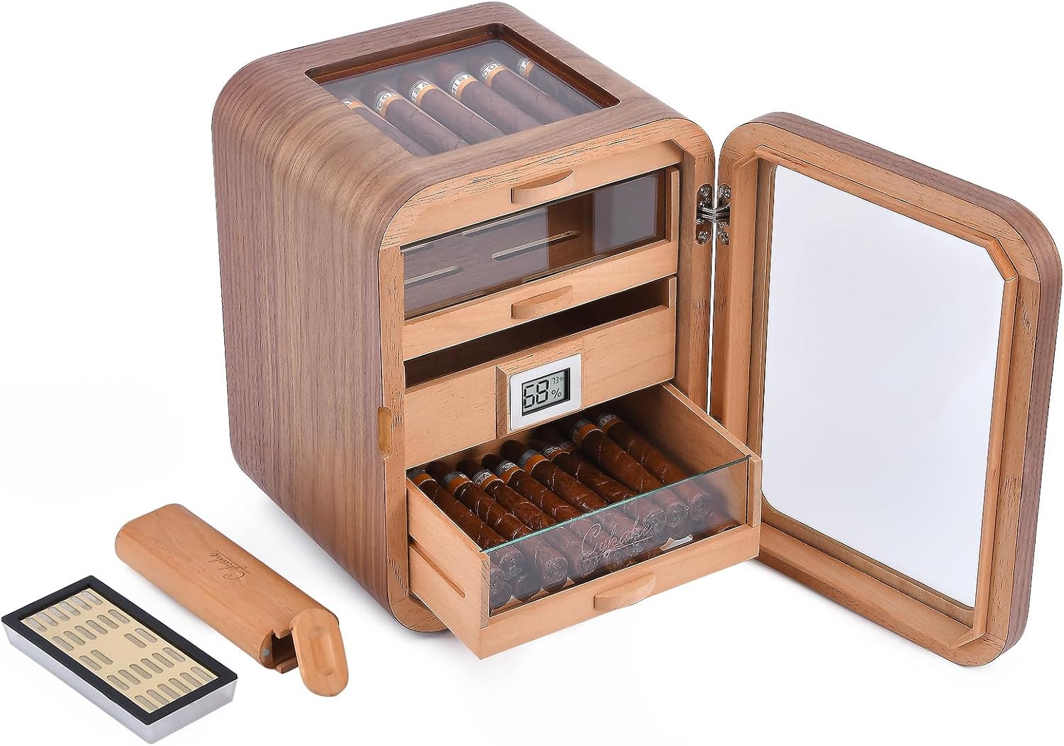 Amazon.com: Glass-Top Humidor Cabinet,Handmade Humidor Box,Cedar ...
