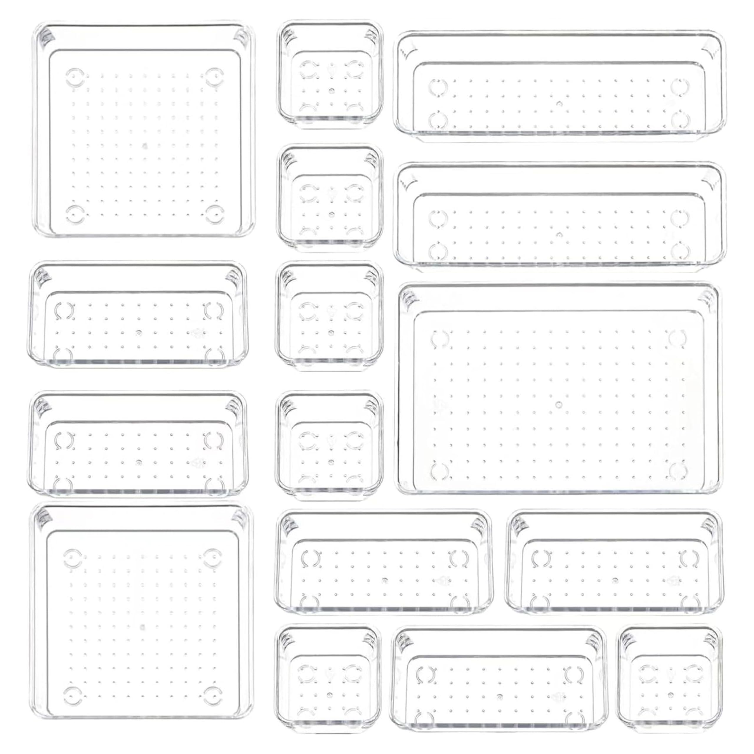 Amazon.com: 16 PCS Clear Drawer Organizers Set, 5 Varied Size Bathroom ...