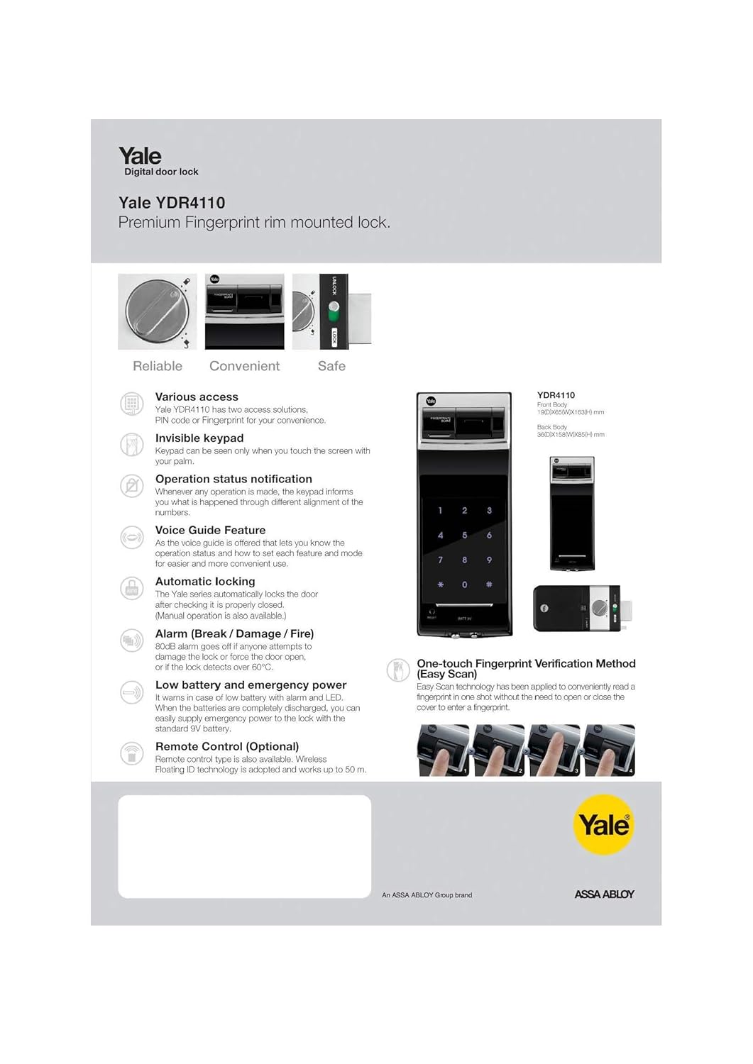 Yale YDR 4110 Smart Rim Door Lock User Manual