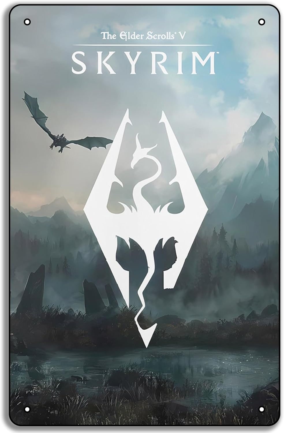 Amazon.com: Skyrim Poster, Elder Scrolls 8 x 12 Inch Metal Tin Sign ...