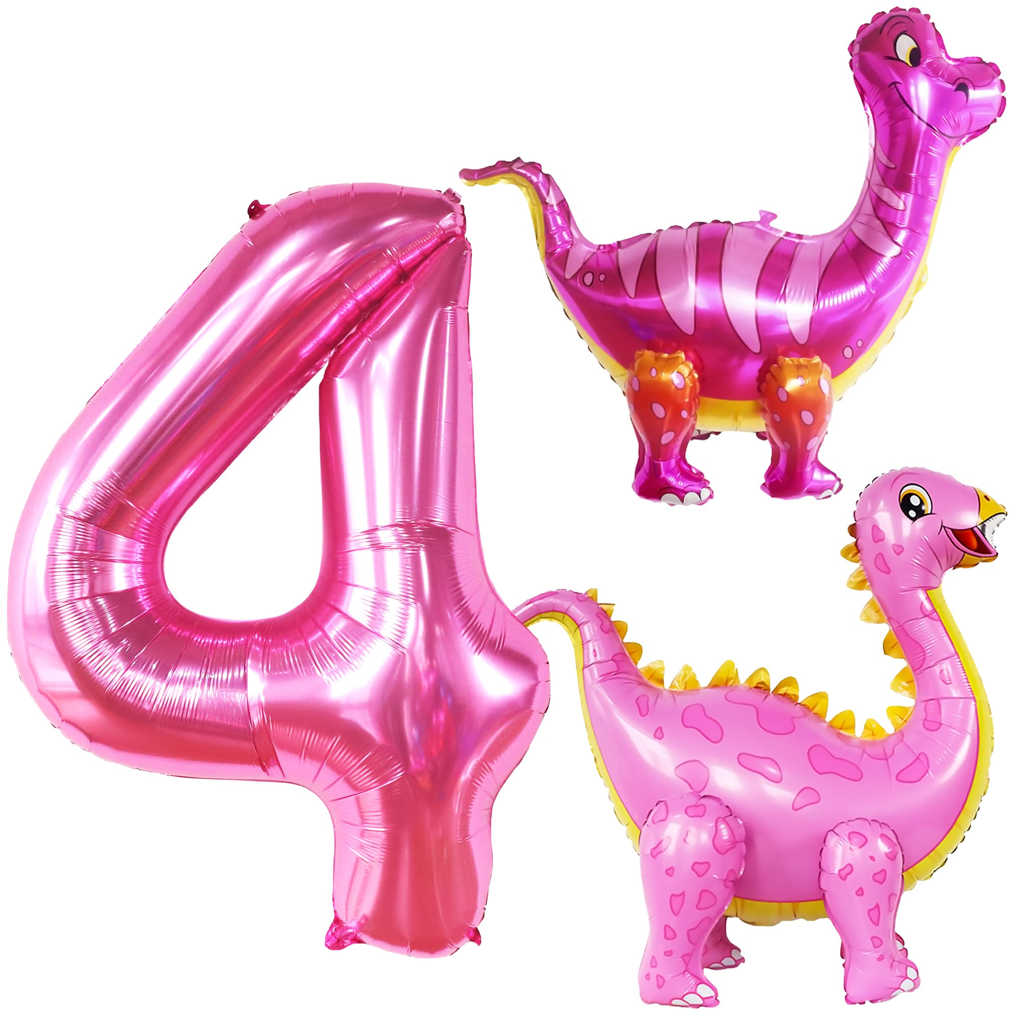 Amazon.com: KatchOn, Hot Pink 4 Balloon Number with Pink Dinosaur ...