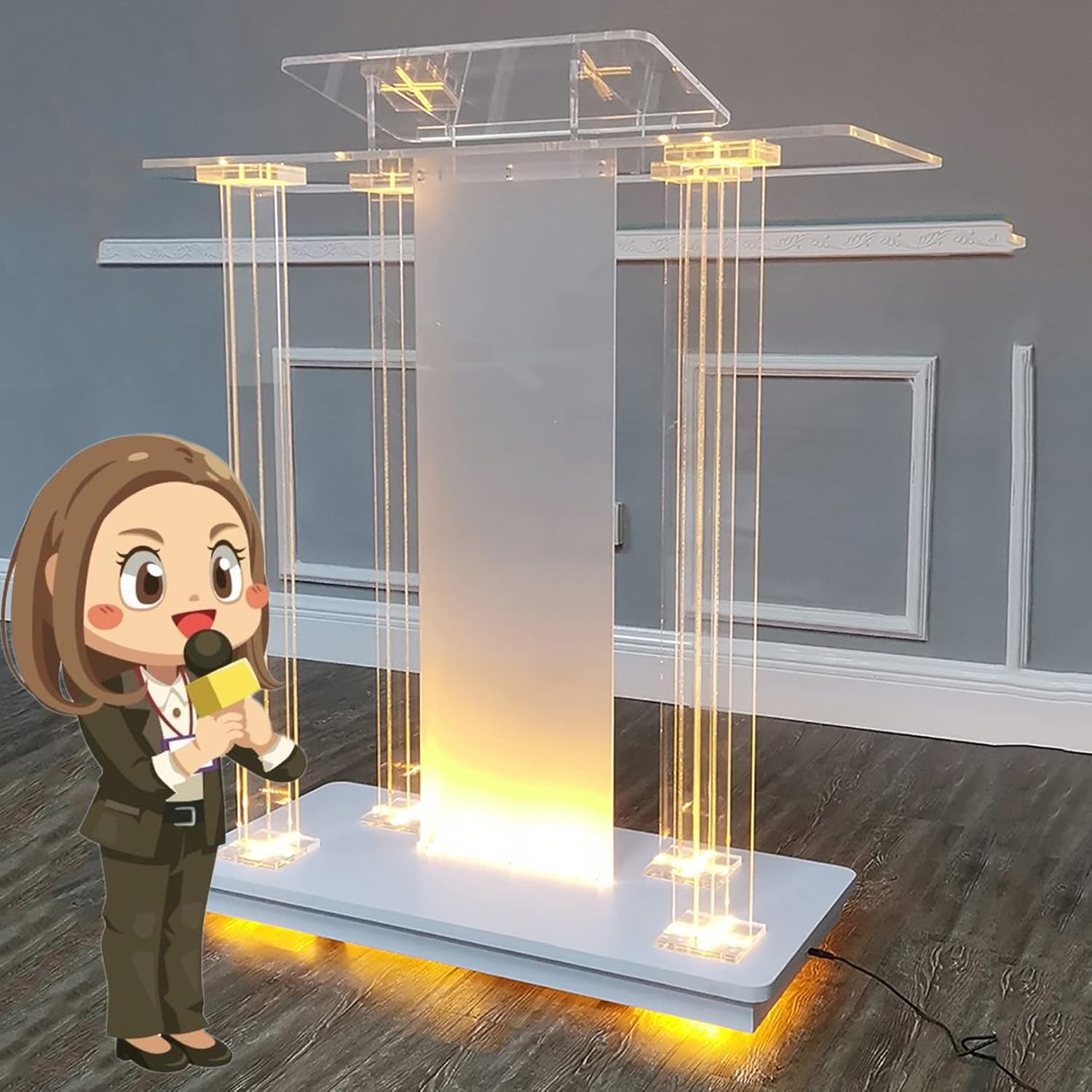 Podium Acrylic Lectern Pulpit Podium, s for Churches, Large Rolling ...