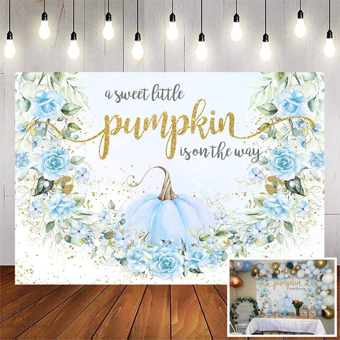 Amazon.com : Aumeko Burgundy Fall Pumpkin Baby Shower Backdrop A Little ...