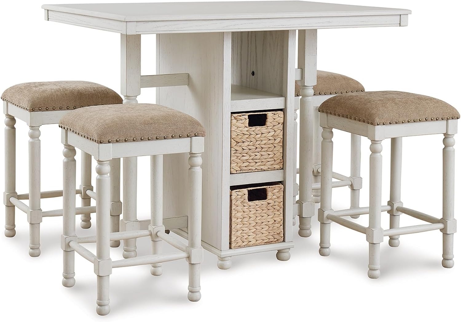 Amazon.com - Benjara Kith 5 Piece Counter Height Dining Table and ...