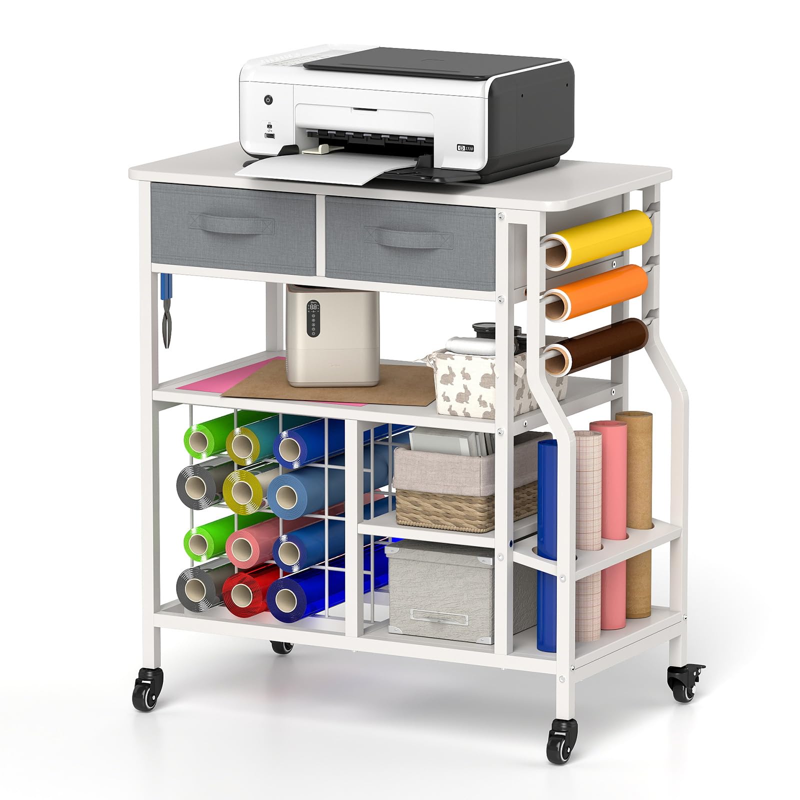 Amazon.com: jxgzyy Craft Storage Cart Rolling Craft Table with 2 Drawer ...