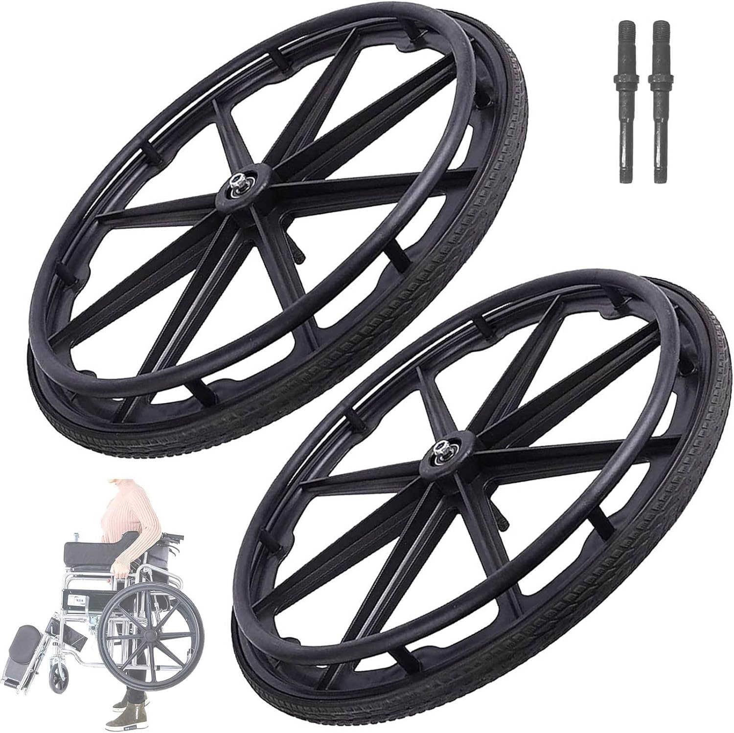 Amazon.com: 24 Inch Wheelchair Wheel Replacement, (24x1 3/8) Wheelchair ...