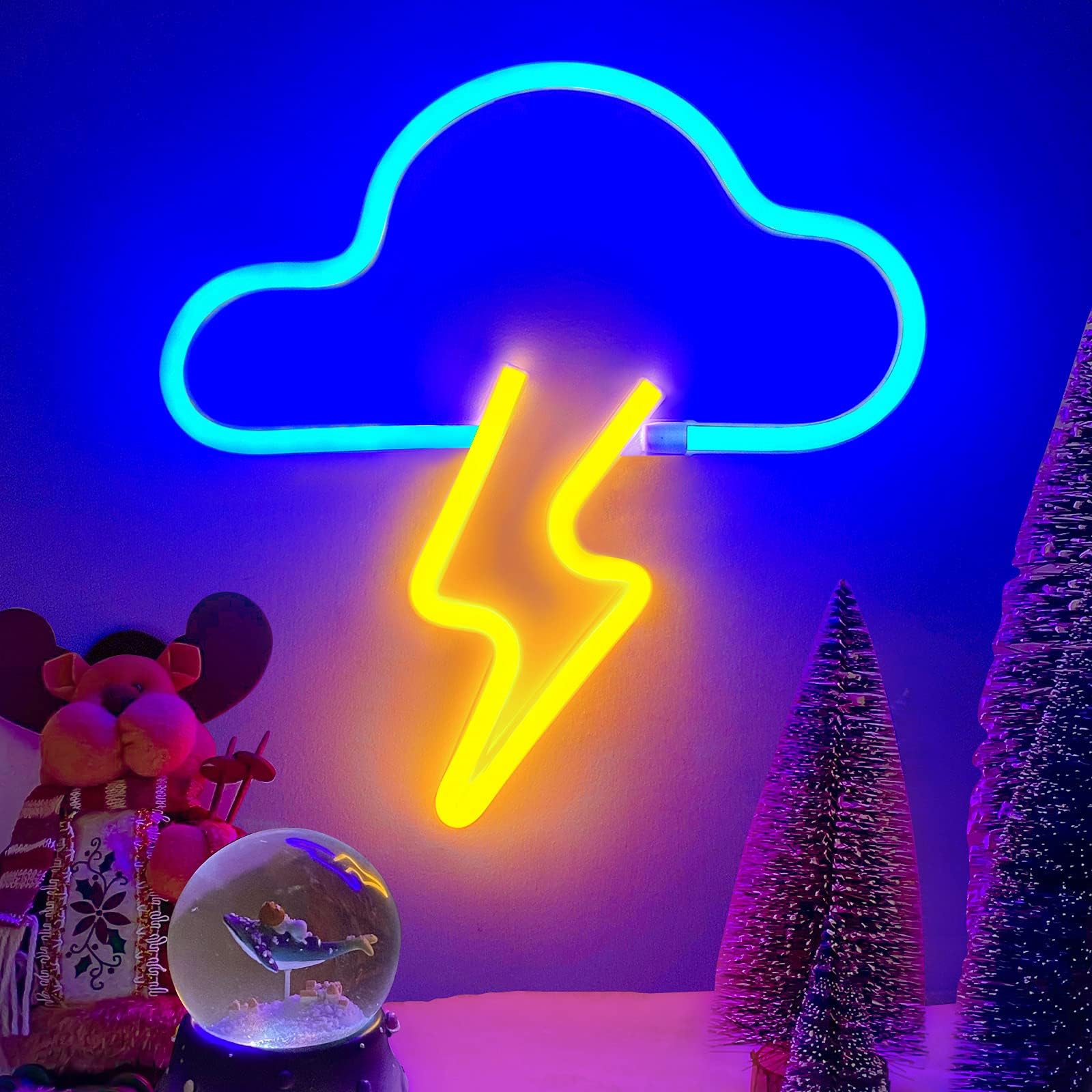 Britrio LED Neon Light Sign, 13” Cloud and Lightning Neon Wall Sign ...