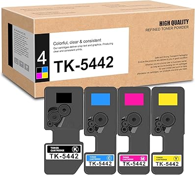 Amazon.com: TK-5442 TK5442 Toner Cartridge 4Pack (1BK/1C/1M/1Y) - EAXIU ...