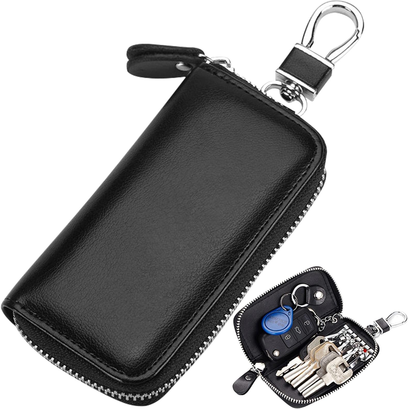 Amazon.com: Buffway Car Key case,Genuine Leather Car Key Chain Keychain ...