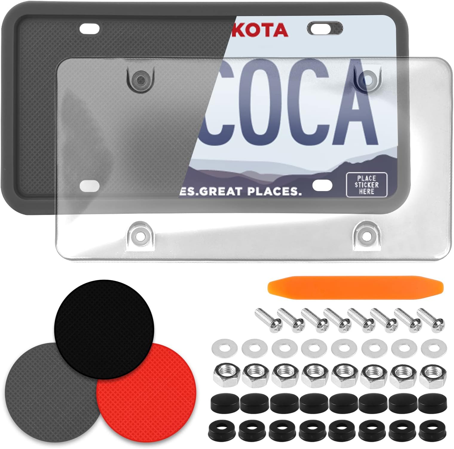 1 Set Silicone License Plate Frame with Clear License Plate Covers ...