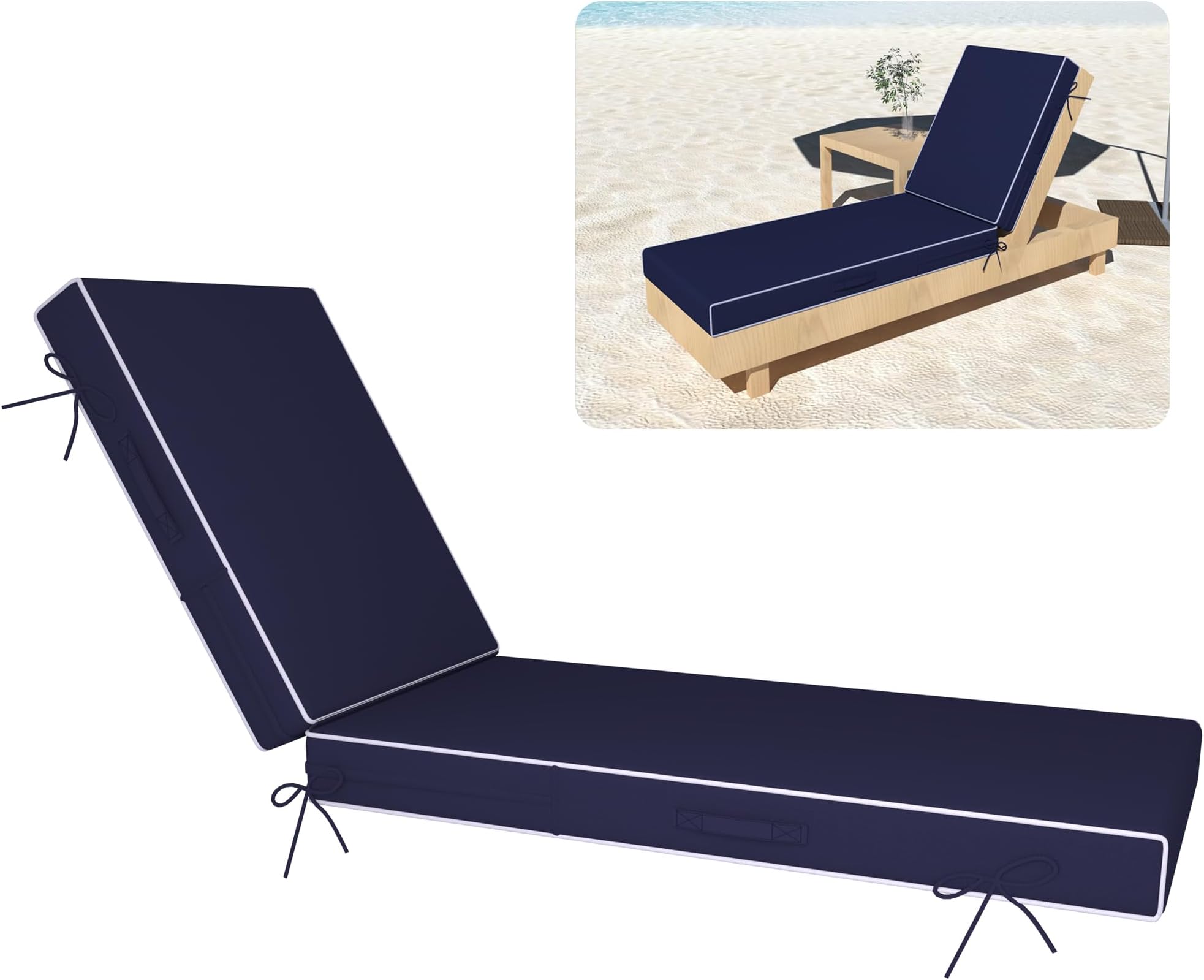 Amazon.com: Iristykilin 2 Pcs Chaise Lounge Cushions Outdoor, 80 x 26 x ...