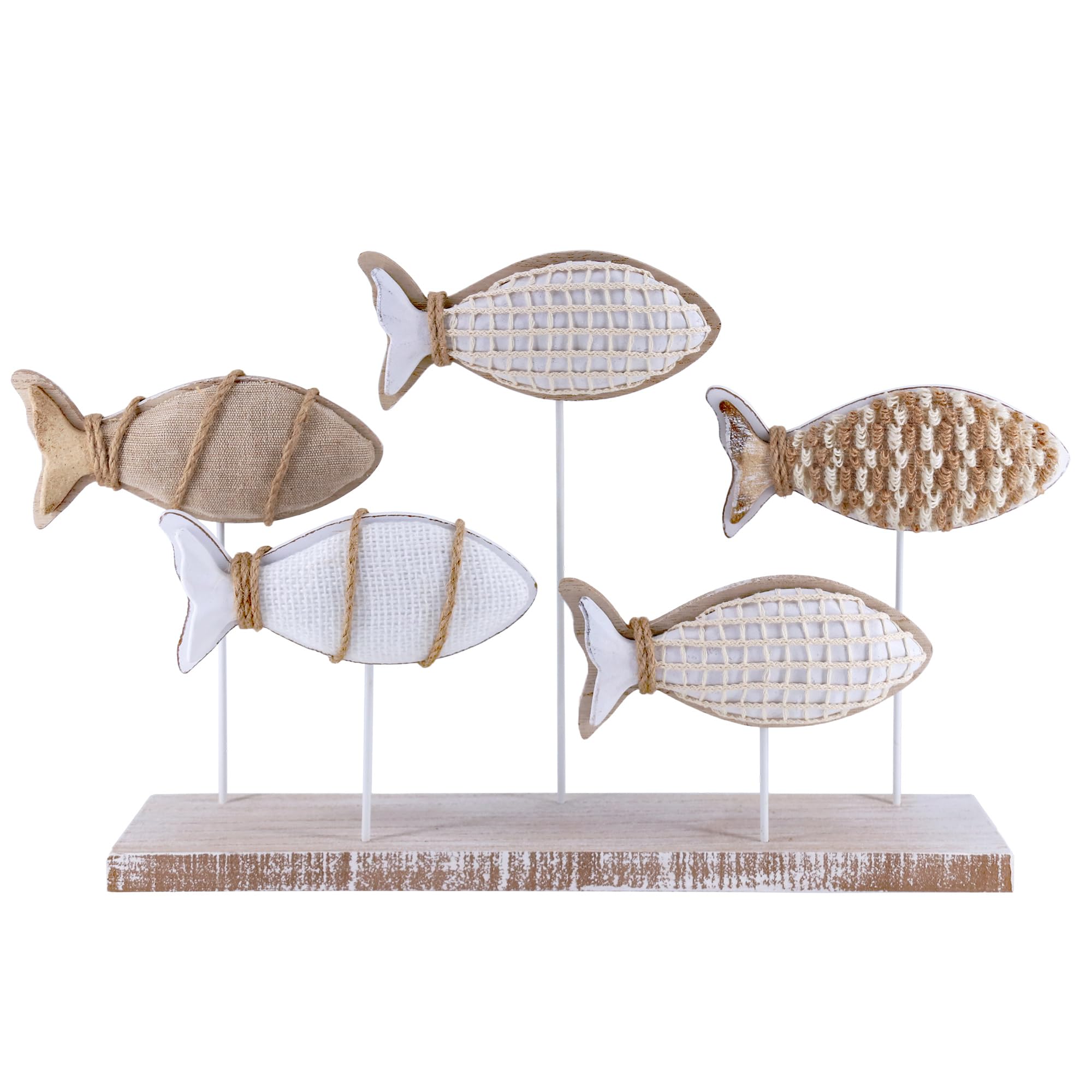 Amazon.com: NAUTIMALL Wooden Fish Figurines with Jute Rope and Cotton ...