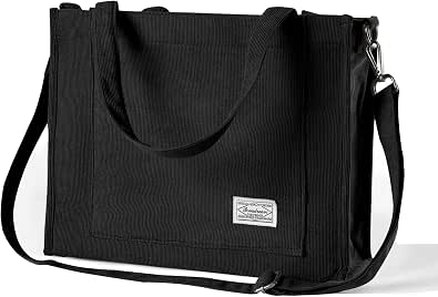 BROADREAM Corduroy schoudertas voor dames met ritssluiting, informeel ...
