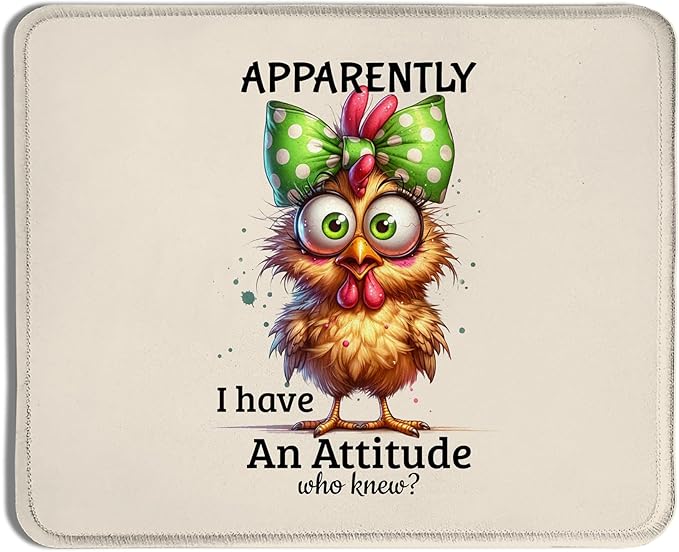Amazon.com: XUNLURY Funny Chicken Mouse Pad, Coquette Green Bow Chicken ...