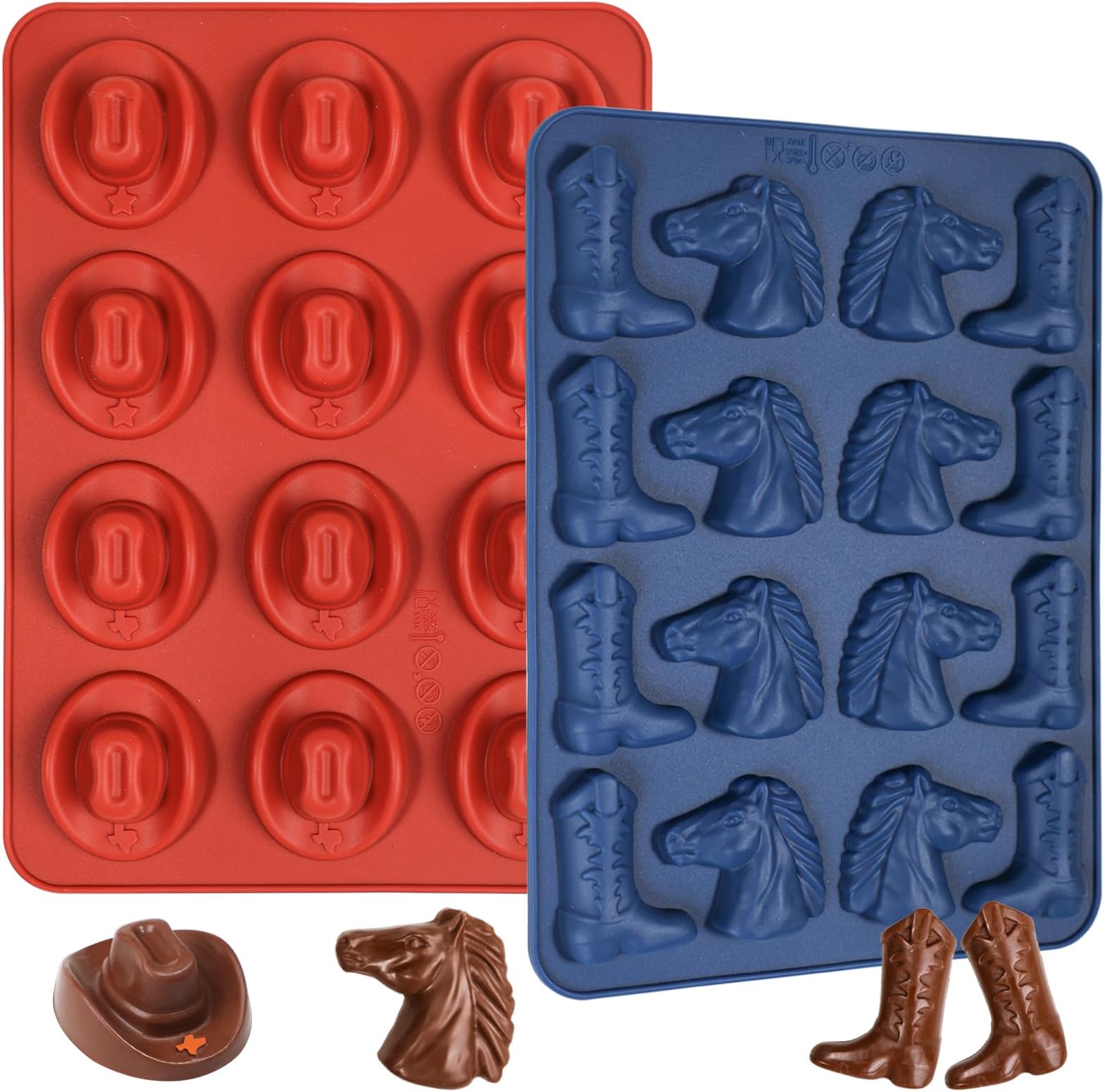 Webake Cowboy Chocolate Molds Shaped with Cowboy Hat, Cowboy Boot and ...