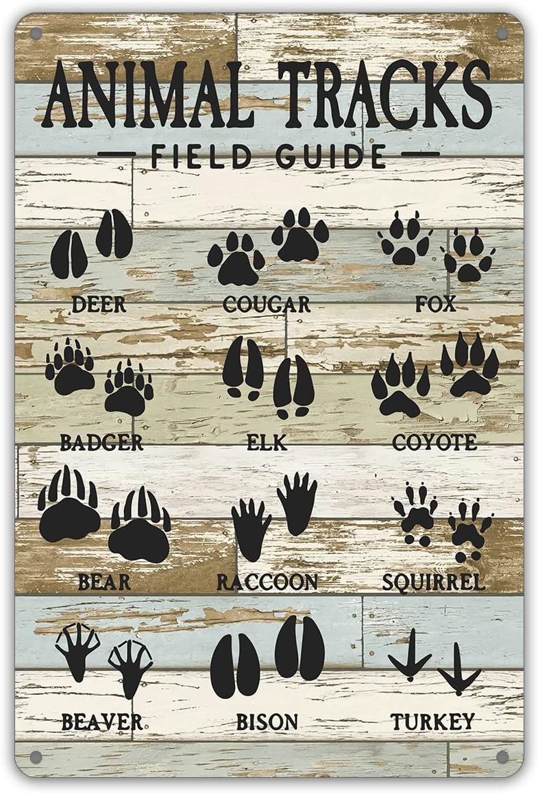 Amazon.com: CrazySign Animal Tracks Field Guide Sign Log Cabin Wall ...