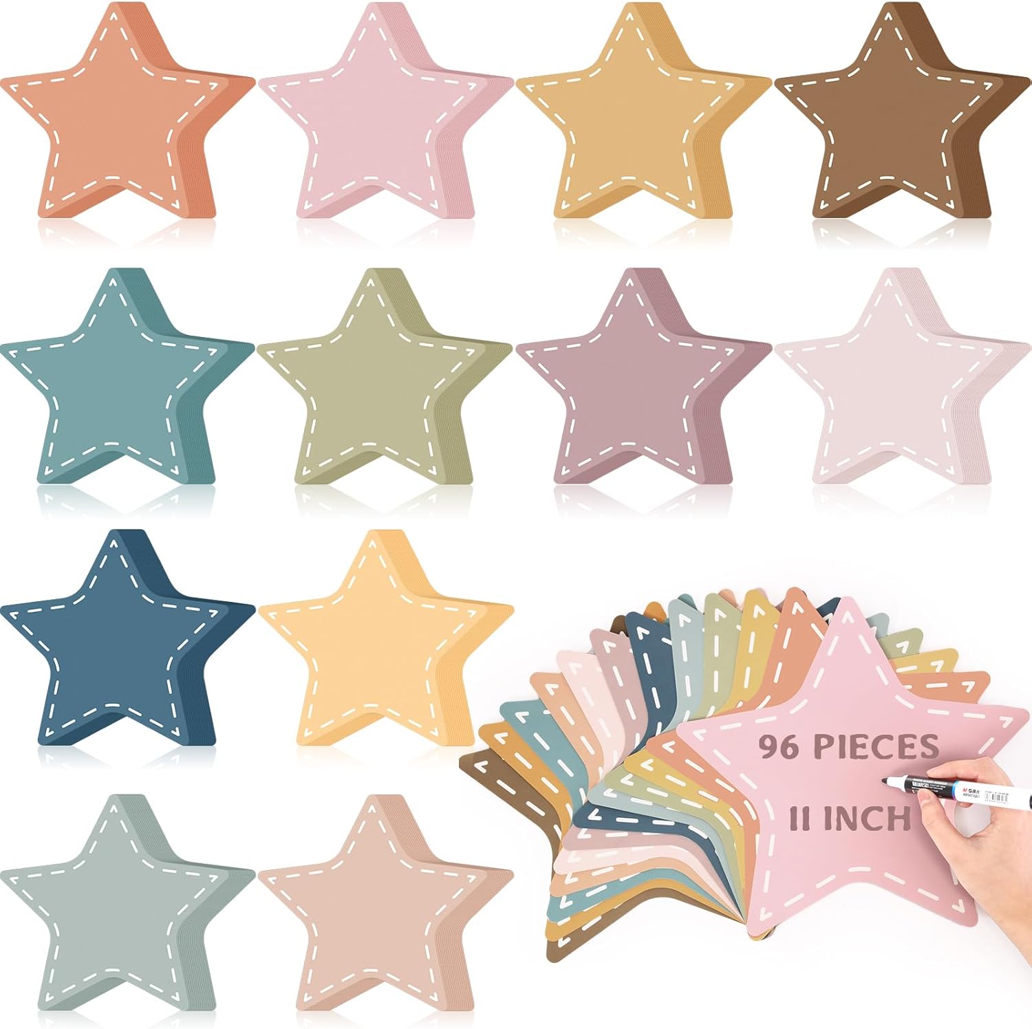 Amazon.com: Glenmal 96 Pcs 11 Inch Large Star Cutouts Bulletin Board ...