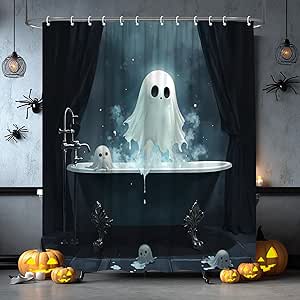 Amazon.com: EVRCVAR Ghost Shower Curtain Halloween Horror Spooky in ...