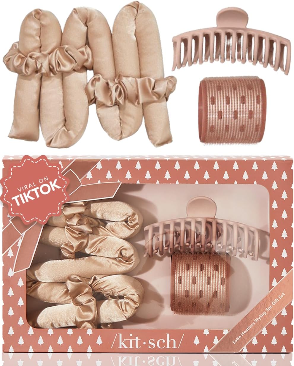 Amazon.com : Kitsch Satin Heatless Hair Curler Styling 5pc Gift Set ...