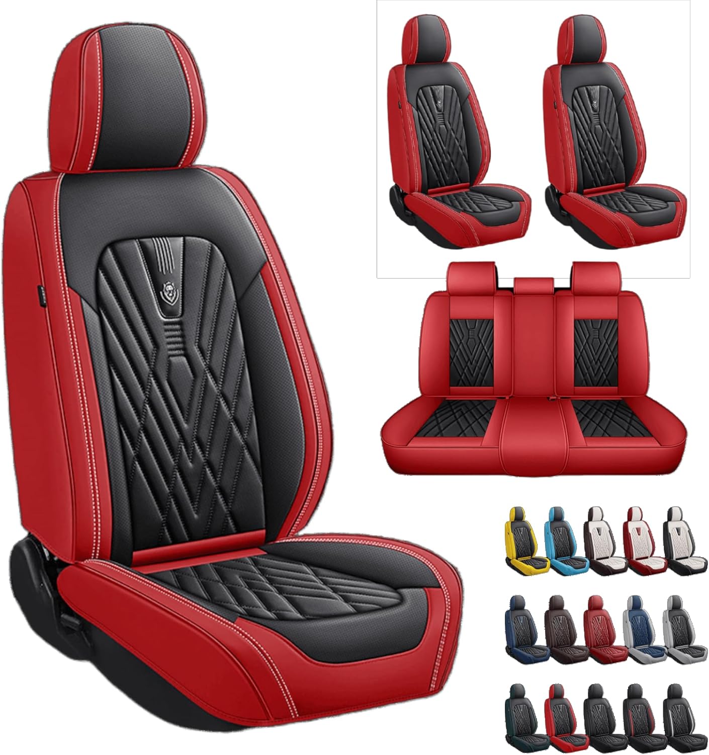 Amazon.com: ANKIV Water Proof Breathable Nappa Leather Car Seat Covers Universal Fit for Most ...