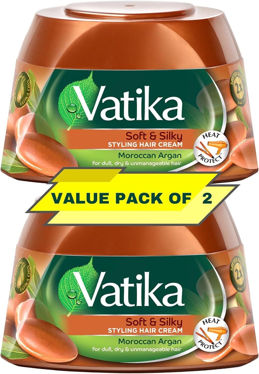 Vatika Naturals Soft & Silky Styling Hair Cream With Moroccan Argan (2 ...