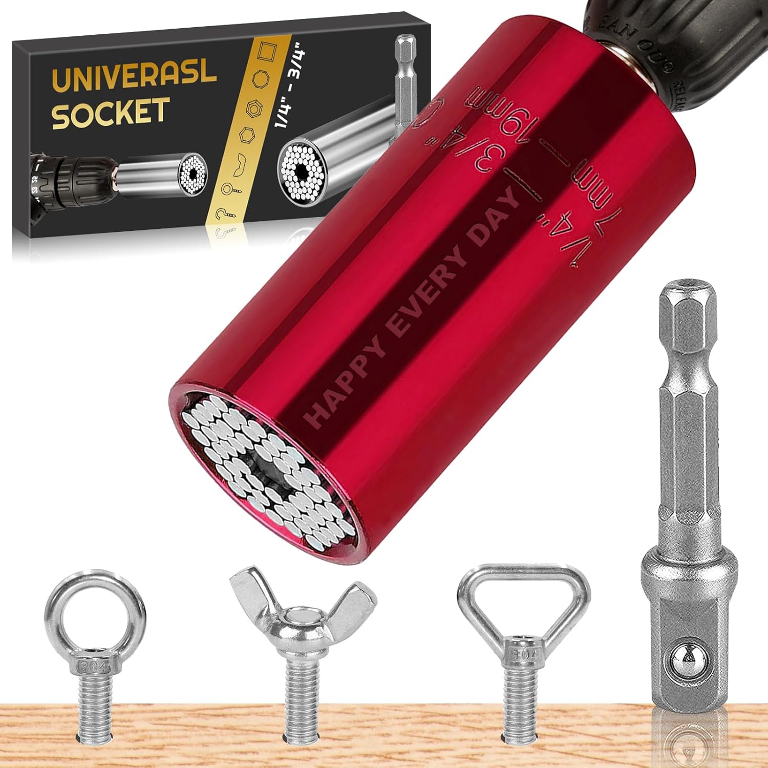 Universal Socket, Socket Grip Adapter 1/4 to 3/4 inch (7-19 mm) Ratchet ...