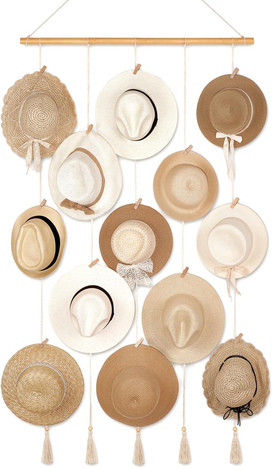 Amazon.com: Macrame Hat Hanger for Wall Mount, 2 Pieces Boho Hat Rack ...