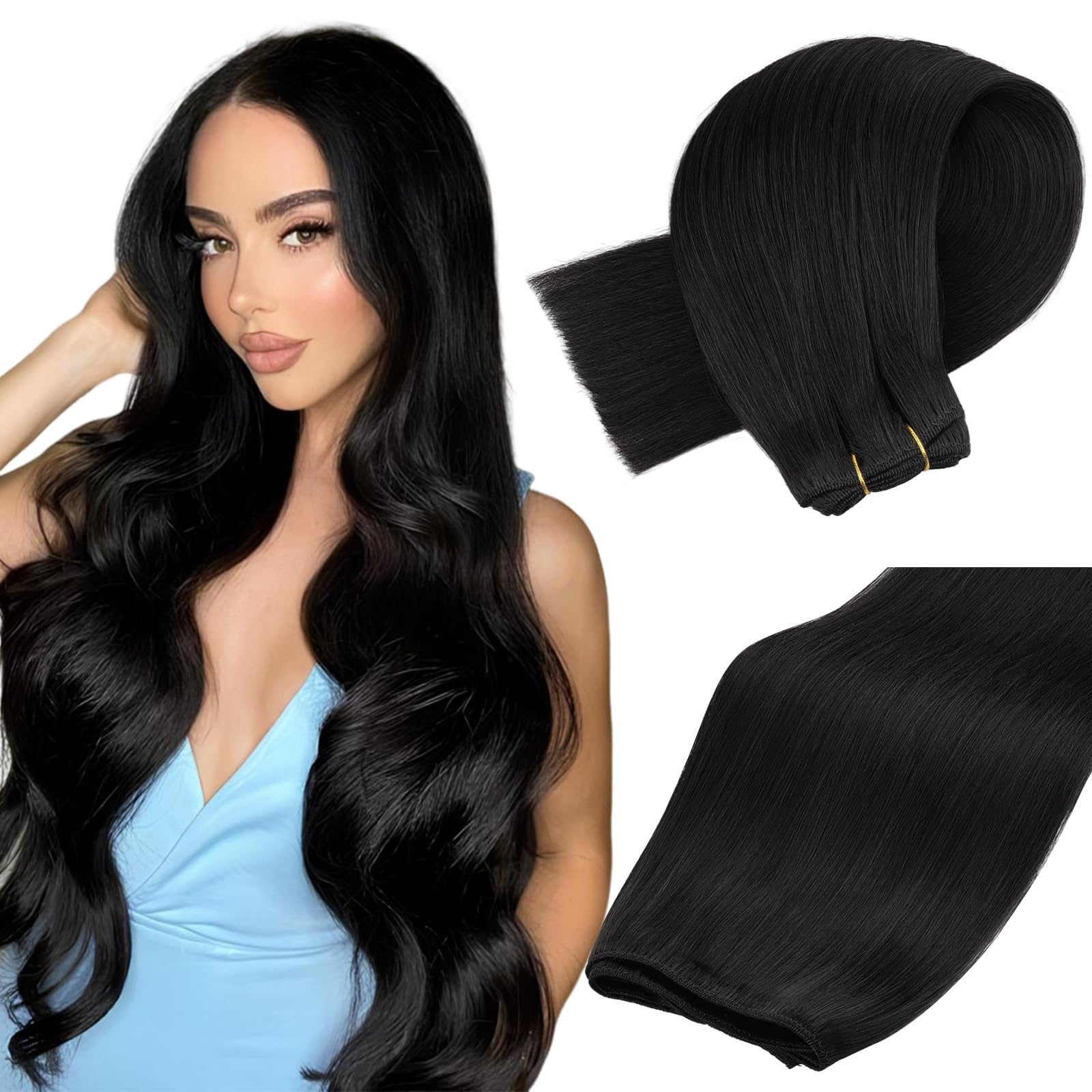 Amazon.com : MAXITA Weft Hair Extensions Real Human Hair Remy Hair ...