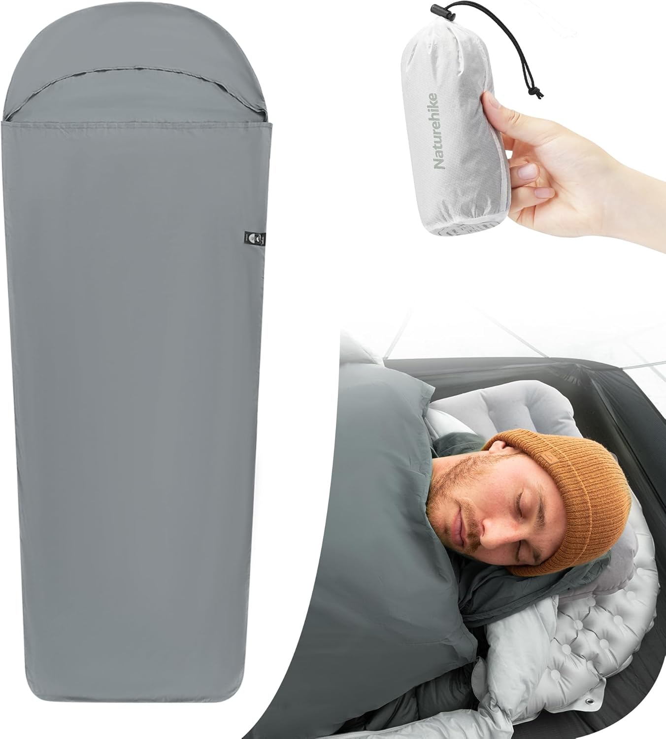 Amazon.com : Naturehike Capsule Sleeping Bag Liner Ultra-Light 4.5oz ...