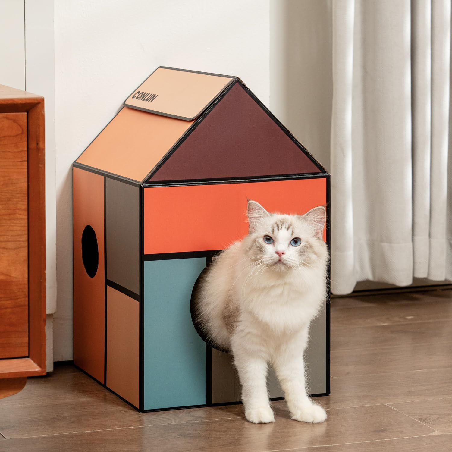 Amazon.com : MOHOLD Cardboard Cat House with Scratcher, 17"x14"x12 ...