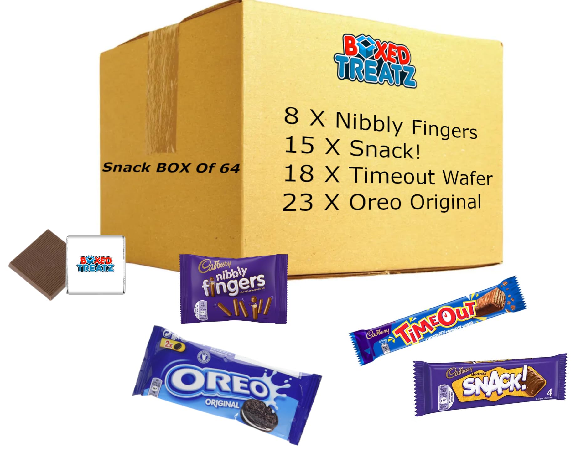 Buy Big Box Of Treats: 64 Snacks Of Cadbury Nibbly Fingers, Timeout ...