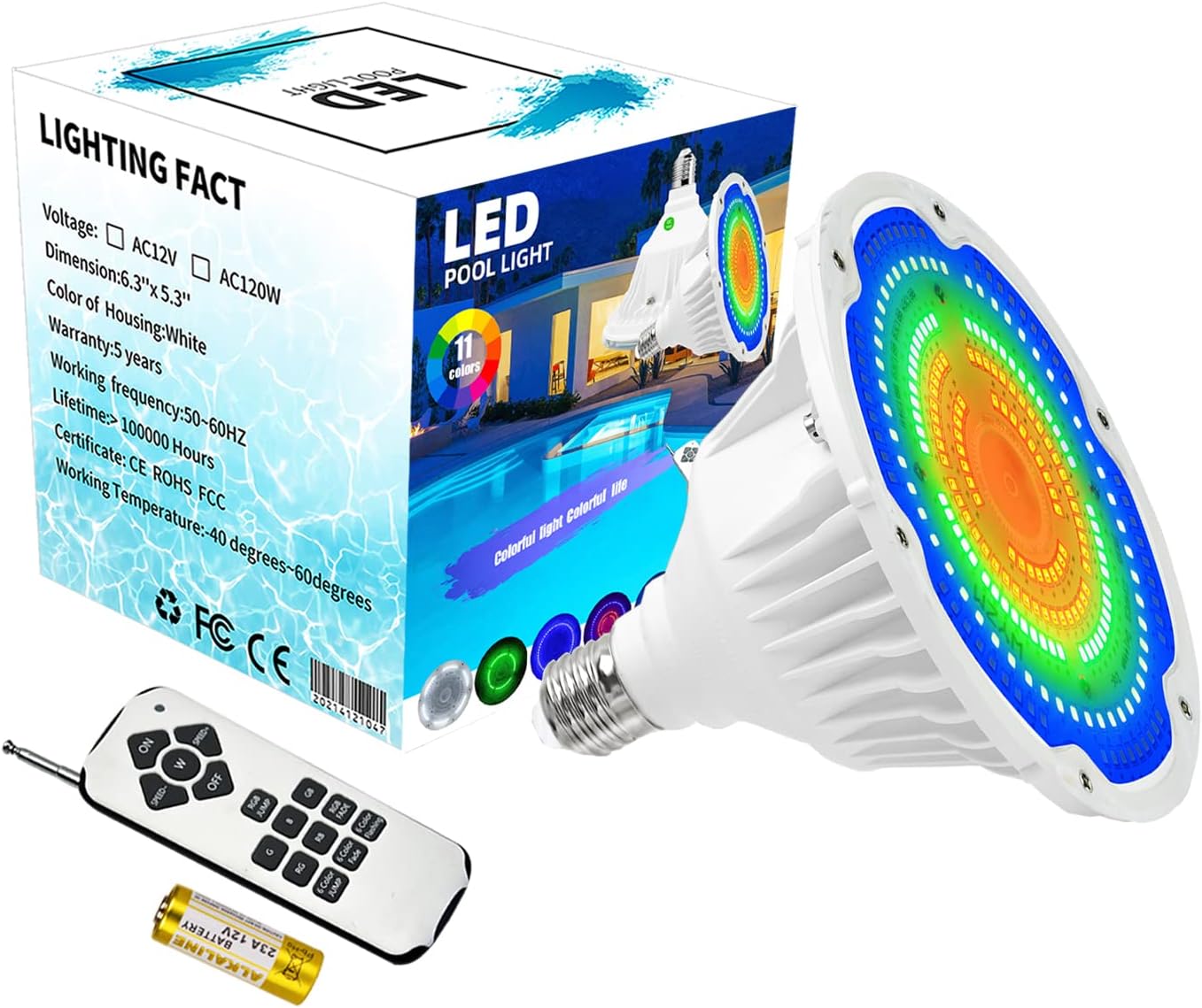 Amazon.com: LED Pool Light Bulb for Inground Swimming Pool, 120V 40W ...