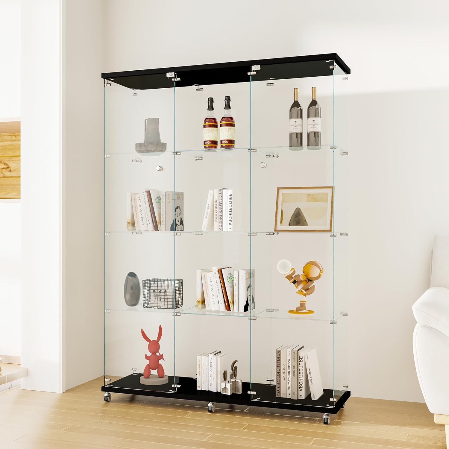 Amazon.com: nifoti 66.5" H 4-Shelf Extra Large Glass Display Cabinet ...