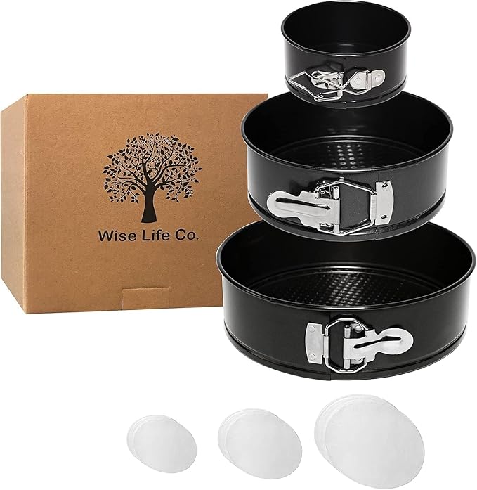 Amazon.com: Cake Springform Pan Set of 3 (4", 7", 9") With 60 Parchment ...