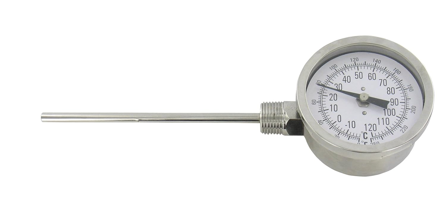 Dwyer® Bimetal Thermometer, BTLS32551, 0-240°F, 2.5" Stem, Left-Side ...