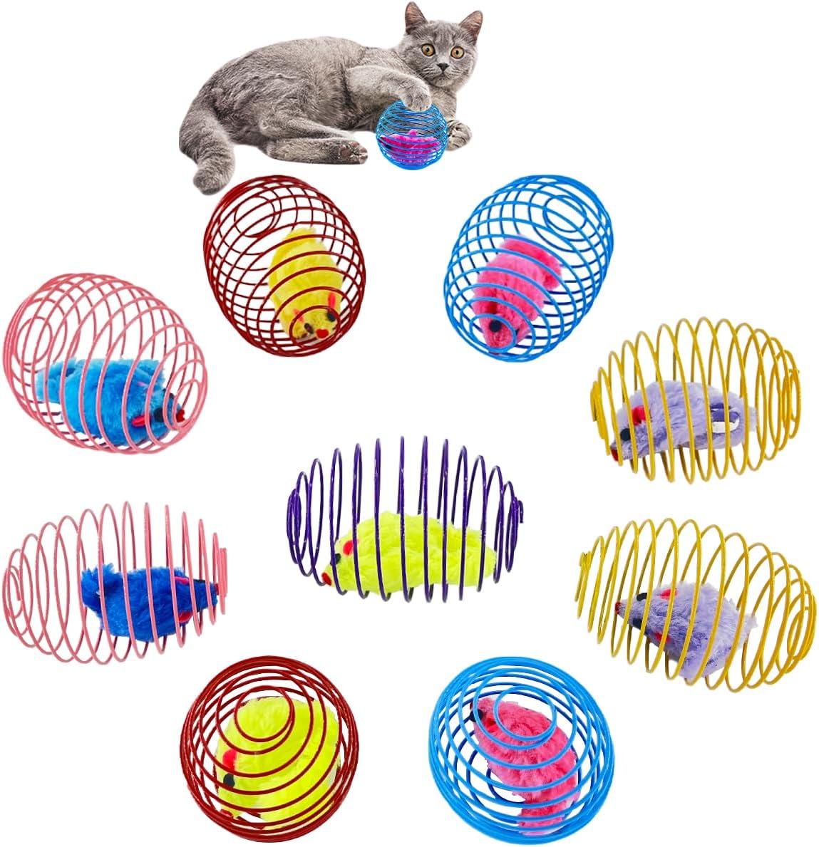 Amazon.com : QUVOVID Cat Spring Toys 9 Packs Cat Spring Balls for ...